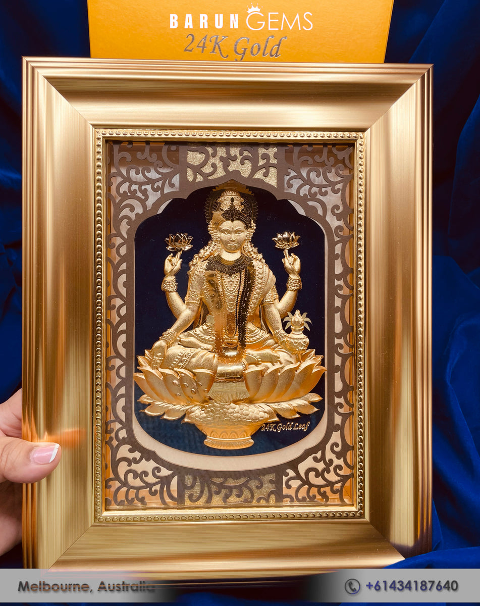 24k Gold Laxmi Murti Frame – Barun Gems
